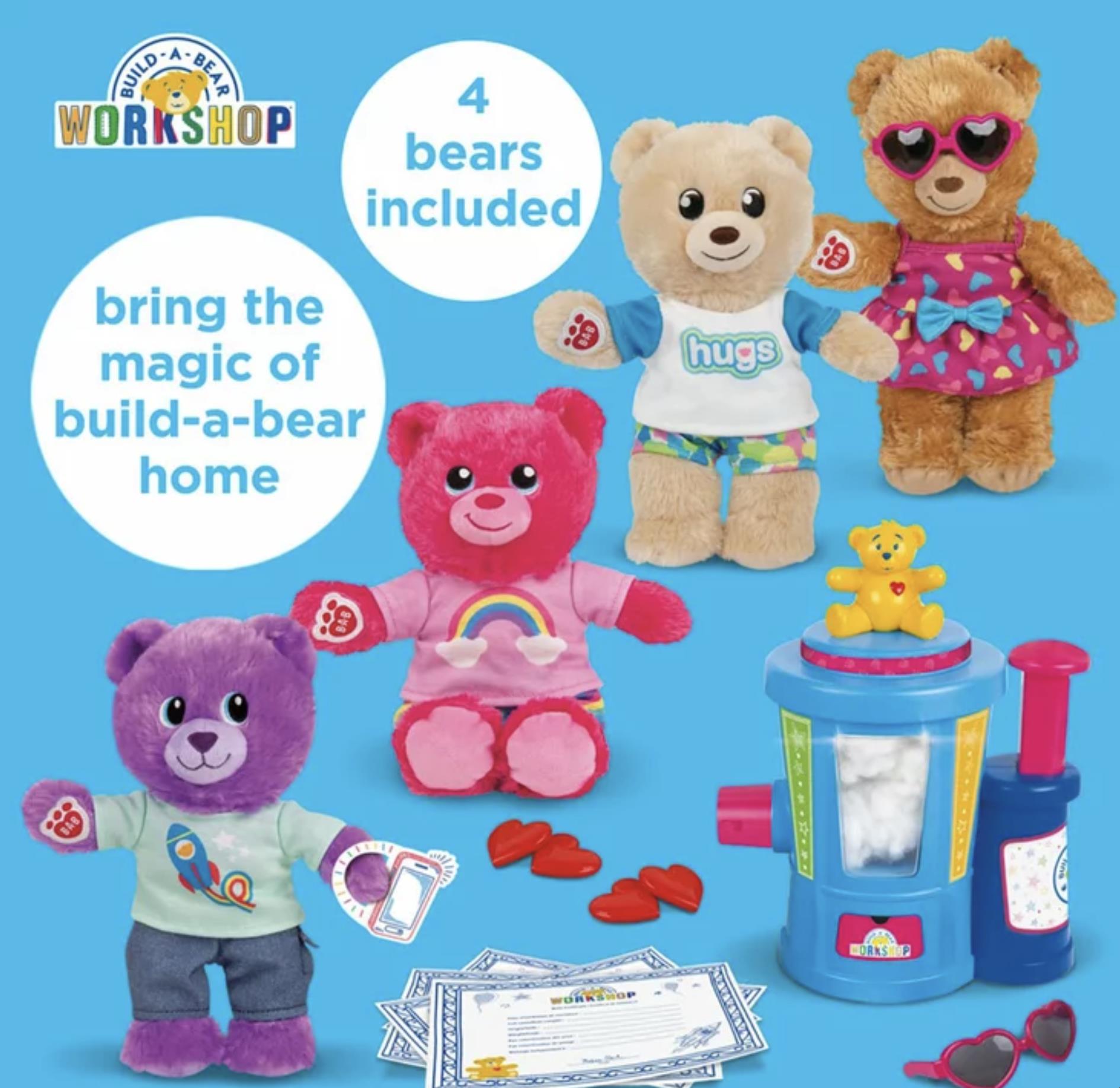 Build-A-Bear Deluxe Stuffing Station Light-Up Toy Set with 4 Bears ...
